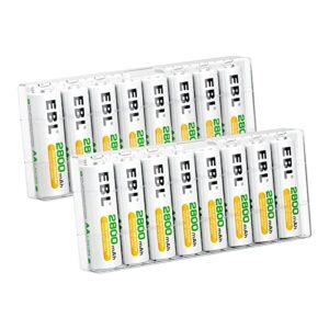 ebl aa rechargeable batteries 2800mah ready2charge quality aa batteries - 16 counts