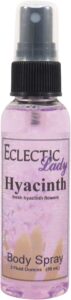 hyacinth body spray, 2 ounces, body mist for women with clean, light & gentle fragrance, long lasting perfume with comforting scent for men & women, cologne with soft, subtle aroma for daily use