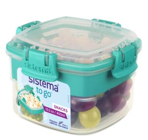 sistema to go collection, 13.5 oz./0.4 l, portable snack container with separate compartments, flexible seal & easy-lock clips, bpa & phthalate free, color may vary