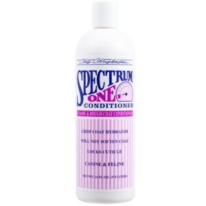 chris christensen spectrum one dog conditioner, coarse and rough coat, groom like a professional, repairs and protects, maintains inner cortex hydration, made in the usa, 16 oz