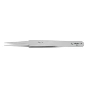 excelta ultra-precision tweezers, straight tapered flat point, anti-magnetic stainless steel, 4.75" length, 0.059” wide, professional