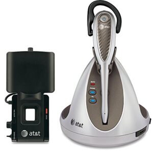 at&t tl7912 dect 6.0 cordless headset with softphone call manager and handset lifter, silver, silver/gold