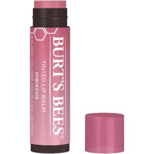 burts bees 100% natural tinted lip balm, hibiscus with shea butter & botanical waxes 1 tube