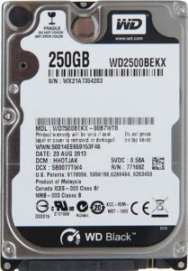 wd black 250gb performance mobile hard disk drive - 7200 rpm sata 6 gb/s 16mb cache 9.5 mm 2.5 inch - wd2500bekx