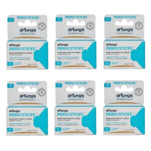 drtung's double-sided perio sticks - dental sticks for humans, dental floss picks, plaque remover for teeth, dental toothpicks, dental picks for teeth cleaning - thin, 100 count (pack of 6)