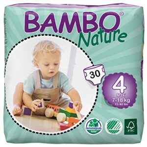 bambo nature baby diapers classic, size 4 (15-40 lbs), 30 count