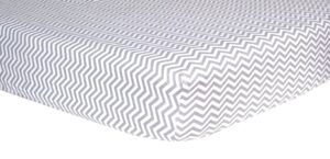 trend lab print flannel crib sheet, gray and white chevron