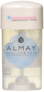 almay clear gel, anti-perspirant and deodorant, fragrance free, 2.25-ounce stick (pack of 3)