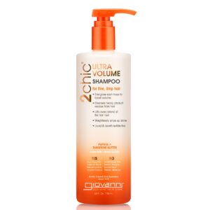 giovanni 2chic ultra-volume shampoo - daily volumizing formula with papaya & tangerine butter, promotes weightless control for fine limp thin hair, no parabens, color safe - 24 oz