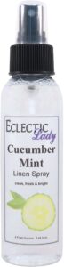 cucumber mint linen spray, 4 ounces - eclectic lady sheet and linen spray - no artificial colors, parabens, or preservatives - long-lasting scent for bed, fabric & pillow