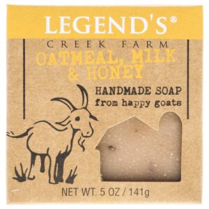 legend's creek farm goat milk soap - cleansing moisturizing soap bar for hands and body - 5 oz creamy lather, nourishing, gentle natural soap for sensitive skin (oatmeal, milk & honey, pack of 1)