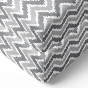 bacati - 2 pack crib fitted sheets - mix and match ikat zigzag chevron soft breathable 100% cotton percale baby sheets - fits standard 28 x 52 x 5 inches crib & toddler mattresses (grey)