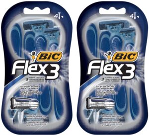 bic flex 3 men's shaver, 4 count (2 packs)