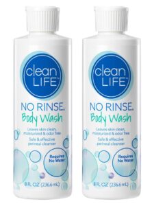 no-rinse body wash, 8 fl oz - leaves skin clean, moisturized and odor-free, rinse-free formula (pack of 2)