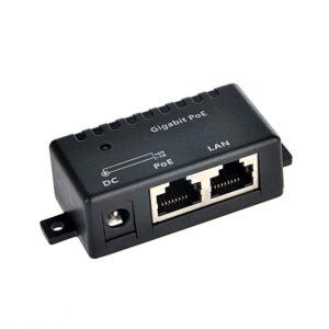 poe texas poe injector - single port power over ethernet passive poe adapter - 10/100/1000 gigabit data accepts 12v to 56v dc - plug & play home office voip phone wifi ap - power supply not included