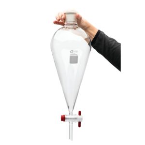 united scientific™ sf149-2000 glass 2000ml (2l) laboratory grade heavy wall conical seperatory funnel, 24/40 joints, ptfe stockcock, 1 each