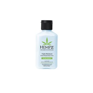 hempz body lotion triple moisture - whipped crème daily moisturizing cream, shea butter hand and body moisturizer - hemp lotion - skin care products, hemp seed oil - 17 oz.