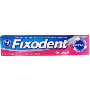 fixodent cream size 2.4z fixodent denture adhesive cream original 2.4 ounce (pack of 6)