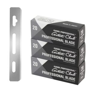 feather artist club professional razor blades - (3 pack of 20) - single straight edge razor blade refills for shaving - for men & barbers