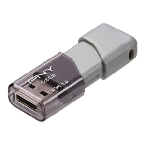 pny 128gb turbo attache 3 usb 3.0 flash drive, grey (pack of 1)