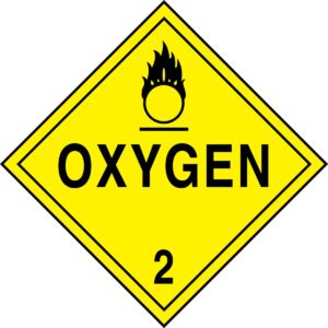 accuformnmc hazard class 2 gases,oxygen 2" dot placard, 10.75" x 10.75" adhesive vinyl yellow, made in the usa, 1 count, mpl204vs1