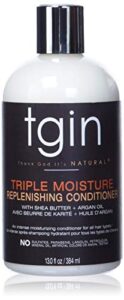 tgin triple moisture replenishing conditioner for natural hair - dry hair - curly hair - 13 oz