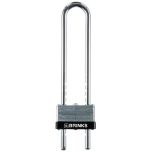 brinks - 44mm laminated steel keyed padlock with adjustable shackle - chrome plated with hardened steel shackle