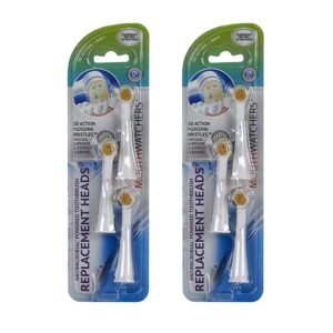 mouthwatchers - toothbrush replacement heads - clean teeth for adult - 6 count - floss bristle silver - invented by doctor plotka's