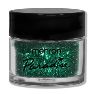 mehron makeup paradise glitter fx | professional cosmetic glitter for makeup & art | vibrant & shimmering loose glitter .25 oz (7 g) (green)