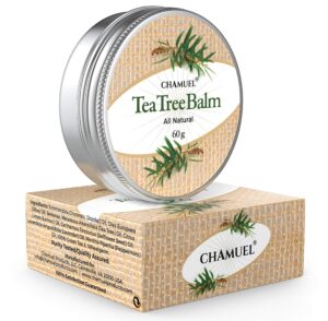 chamuel tea tree oil balm -100% all natural | great cream for soothing irritations like rashes, insect bites, folliculitis, acne, itches, dry heels, cuticles, saddle sores and more!