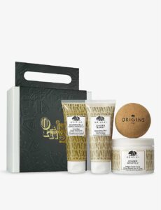 origins gift set: ginger souffle whipped body cream & ginger burst savory body wash & smoothing ginger body scrub