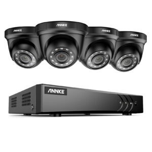 annke h.265+ 8ch home security camera system with human/vehicle detection, 5-in-1 ai dvr recorder and 4 x 1080p cctv indoor & outdoor turret cameras, 100 ft night vision, email alert, no hard drive