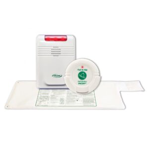 smart caregiver wireless bed exit alarm system - weight sensing bed pad with call button and wireless monitor - bed alarm automcatically alerts caregiver when they get up to help prevent falls