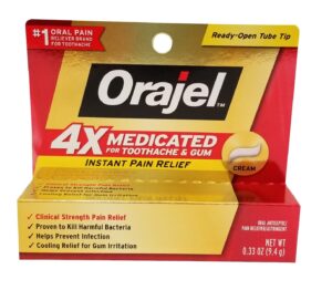 orajel instant pain relief toothache/gum 4x medicated cream each (value pack of 6)