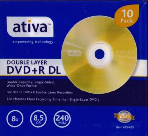 ativa double layer dvd + r dl 495 625 10 pack