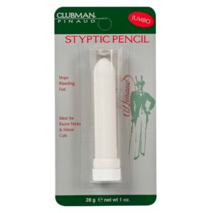 clubman jumbo styptic pencil, treat and seal shaving cuts instantly, anti-hemorrhaging stick, first aid device, white, 1 oz