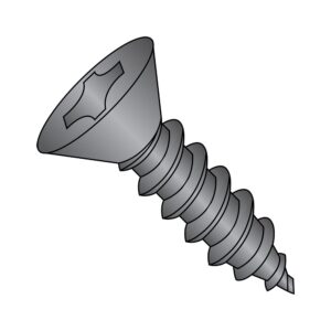 small parts 0407abpfb steel sheet metal screw, black oxide finish, 82 degrees flat head, phillips drive, type ab, #4-24 thread size, 7/16" length (pack of 100)