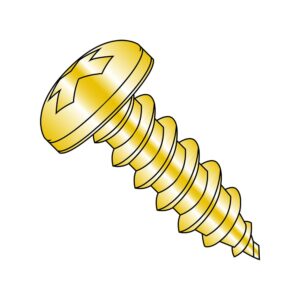 small parts 0408abppy steel sheet metal screw, yellow zinc plated finish, pan head, phillips drive, type ab, #4-24 thread size, 1/2" length (pack of 100)