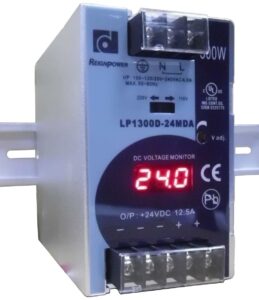 reignpower lp1300d-24mda 300w 24vdc 12a din rail power supply voltage monitor display