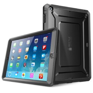 supcase for ipad air 1st generation case with screen protector, [military-grade protection] [anti-scratch] heavy duty full-body rugged protective tablet case cover for apple ipad air 1 9.7 inch, black