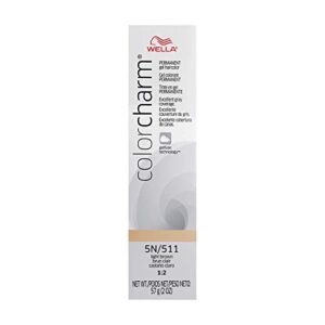 wella colorcharm permanent gel haircolor, with long lasting gelfuse™ technology, for gray coverage, 5n light brown, 2 oz