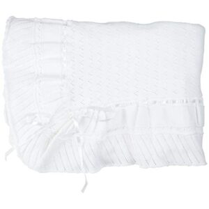 feltman brothers white knit shawl baptism christening blanket (white)