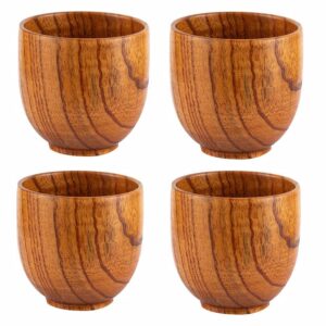 moyishi top-grade natural solid wood wooden tea cup wine mug 50ml, set of 4