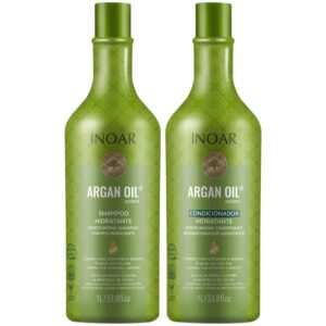 inoar argan oil shampoo & conditioner set - hydrating, moisturizing, nourishing, shine for dry damaged hair - repair, hydration & strengthen chemically treated hair for men and women, 67.6 fl oz