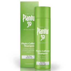 plantur 39 natural phyto caffeine shampoo for thinning hair for women, volumizing shampoo for natural hair growth for fine and thinning hair, niacin, caffeine, zinc, white tea extract, 8.45 floz