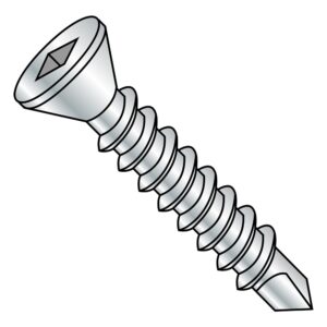 small parts 0820kqt steel self-drilling screw, zinc plated finish, flat trim head, square drive, #2 drill point, #8-18 thread size, 1-1/4" length (pack of 50)