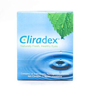 cliradex towelettes - natural face, eyelash & eyelid cleanser - wipes for demodex, blepharitis, mgd and red irritated eye lid - tea tree oil extract.