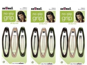 scunci no-slip grip oval unisex snap clips, 8cm, 9-count