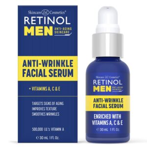 retinol men’s anti-wrinkle facial serum – the original retinol anti-aging men’s formula for younger looking skin – vitamin-enriched to smooth fine lines & wrinkles, improve tone & promote firmness