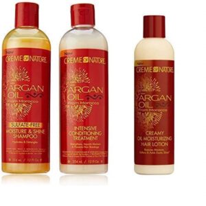 "creme of nature argan oil trio set (moisture & shine shampoo, intensive conditioning treatment, oil moisturizer)"